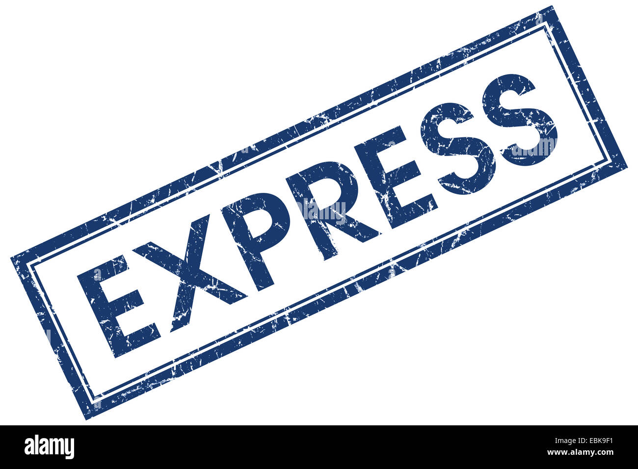 express blue square stamp isolated on white background Stock Photo - Alamy