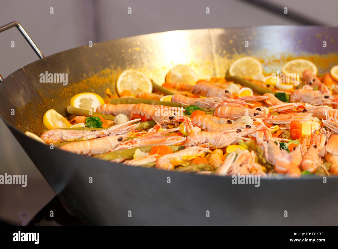 spanish national dish, paella in pan Stock Photo - Alamy