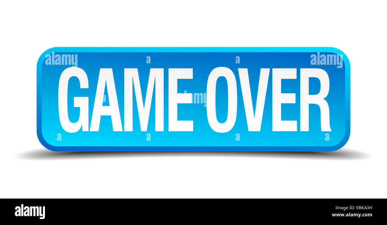 Game over blue 3d realistic square isolated button Stock Photo - Alamy