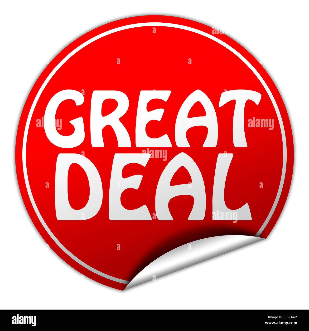 great deal round red sticker on white background Stock Photo - Alamy