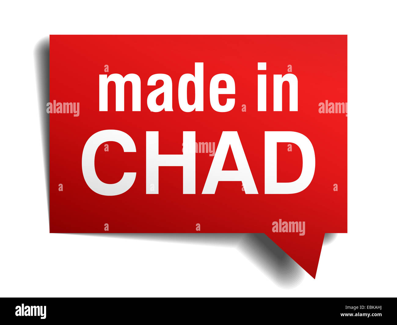 made in Chad red 3d realistic speech bubble isolated on white ...