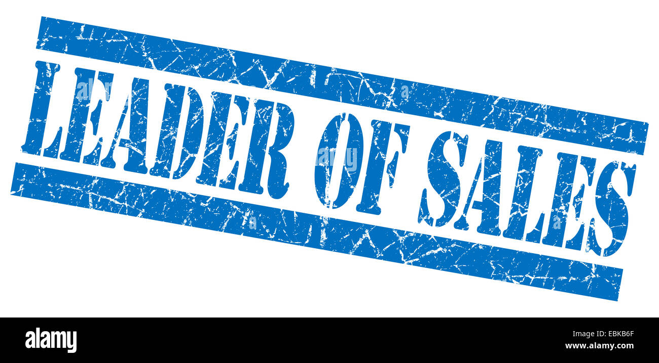 Leader of sales grunge blue stamp Stock Photo - Alamy
