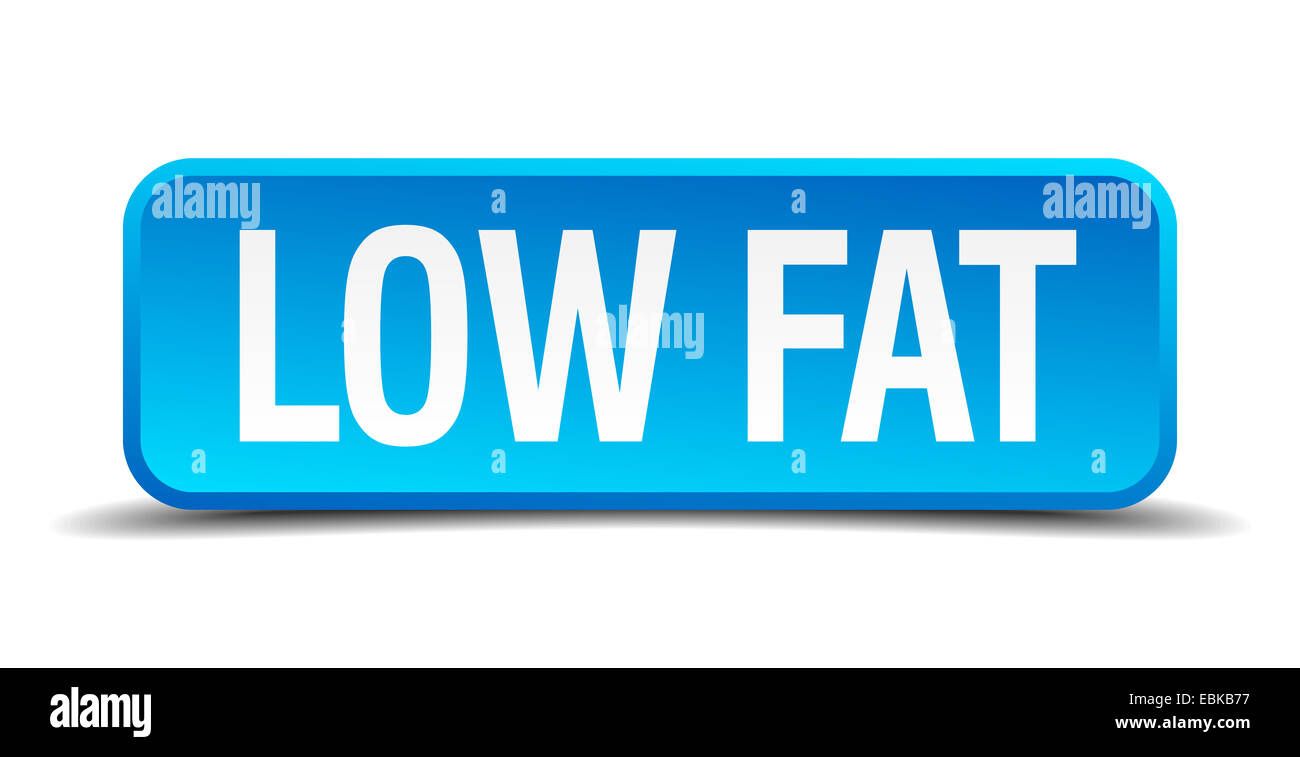 Low fat blue 3d realistic square isolated button Stock Photo - Alamy