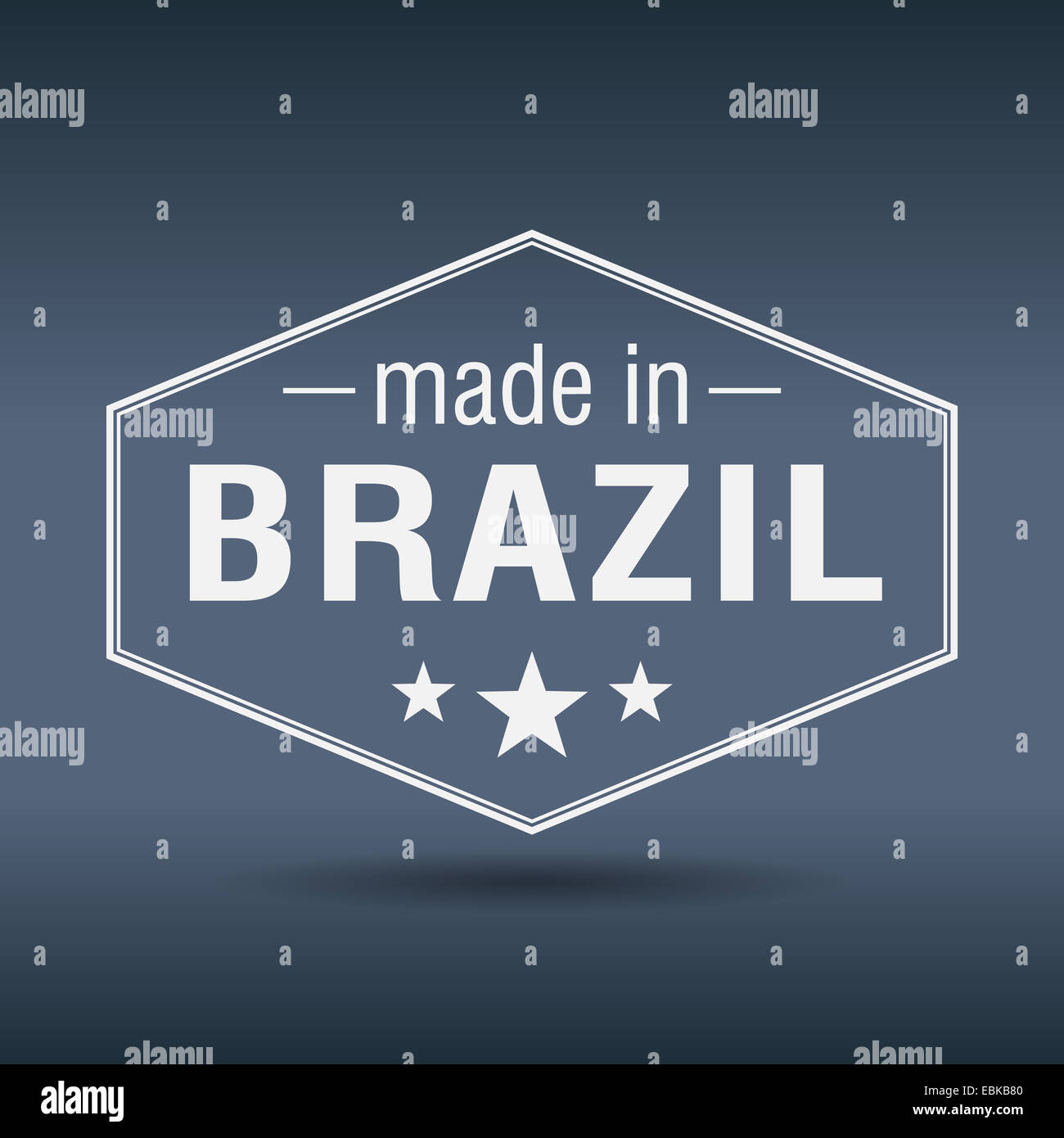 made in Brazil hexagonal white vintage label Stock Photo - Alamy