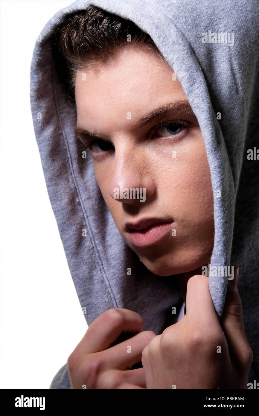 cool teenager with hoody Stock Photo - Alamy