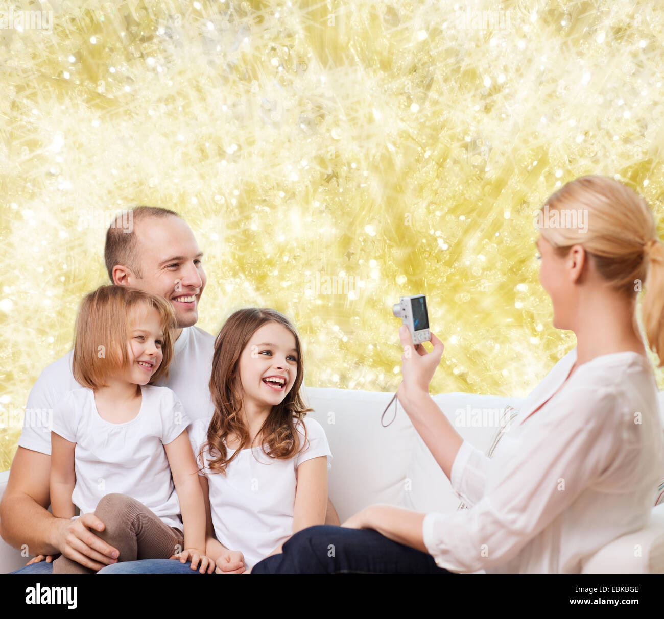 happy family with camera at home Stock Photo - Alamy