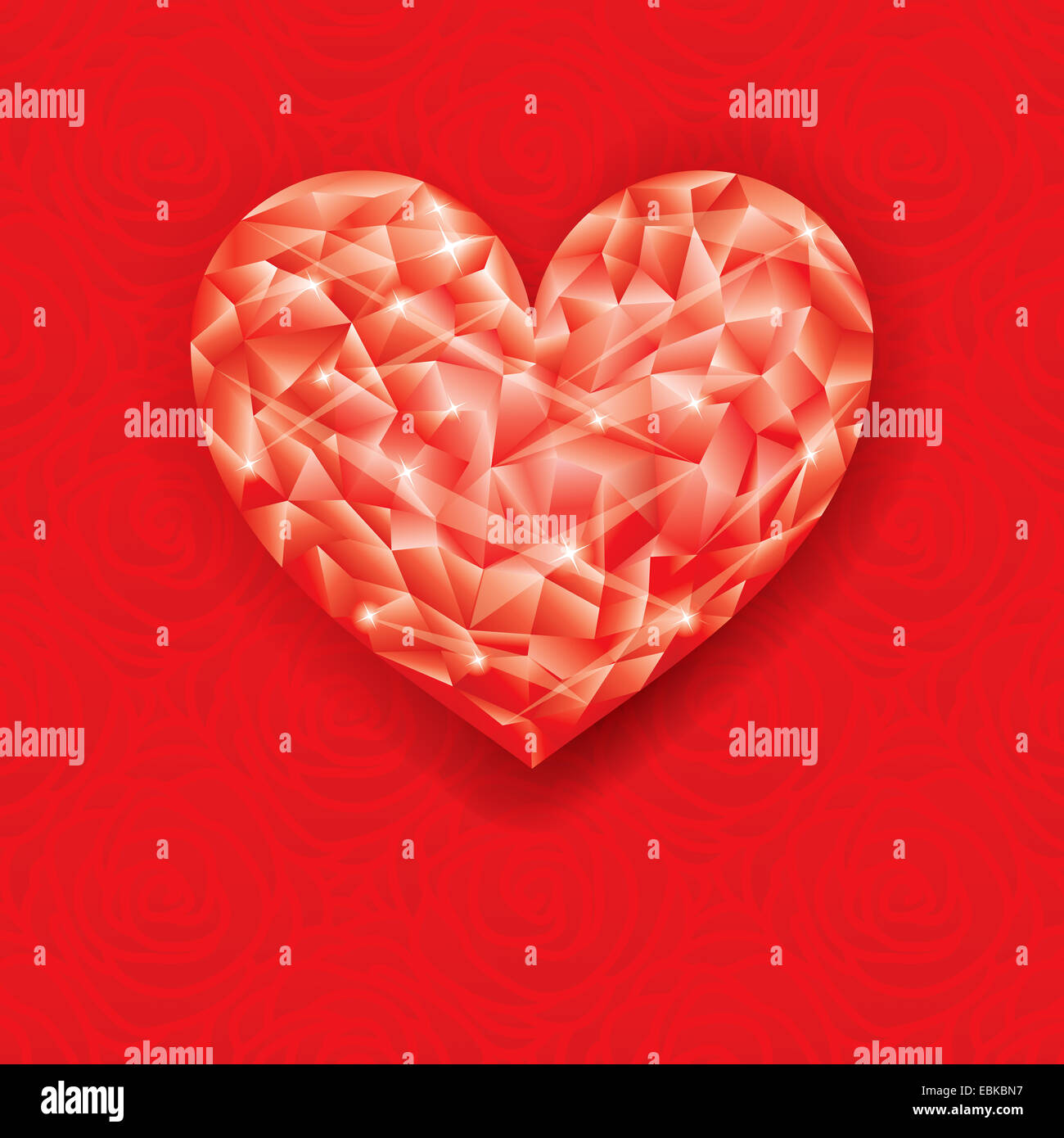 Red ruby heart shape of valentine background Stock Photo - Alamy