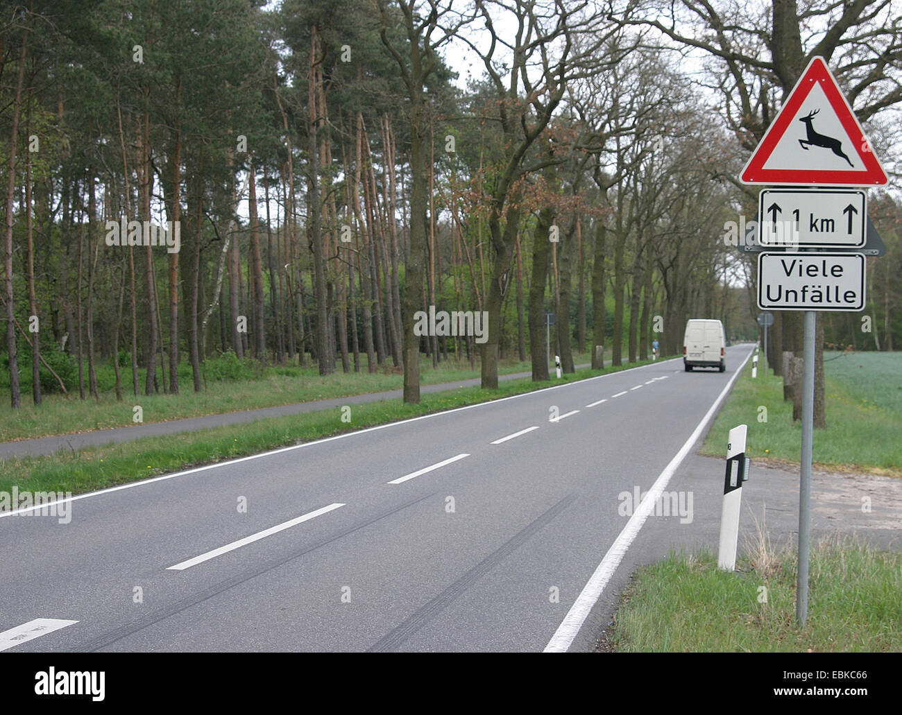 roadsign deer pass, Germany, Brandenburg Stock Photo - Alamy