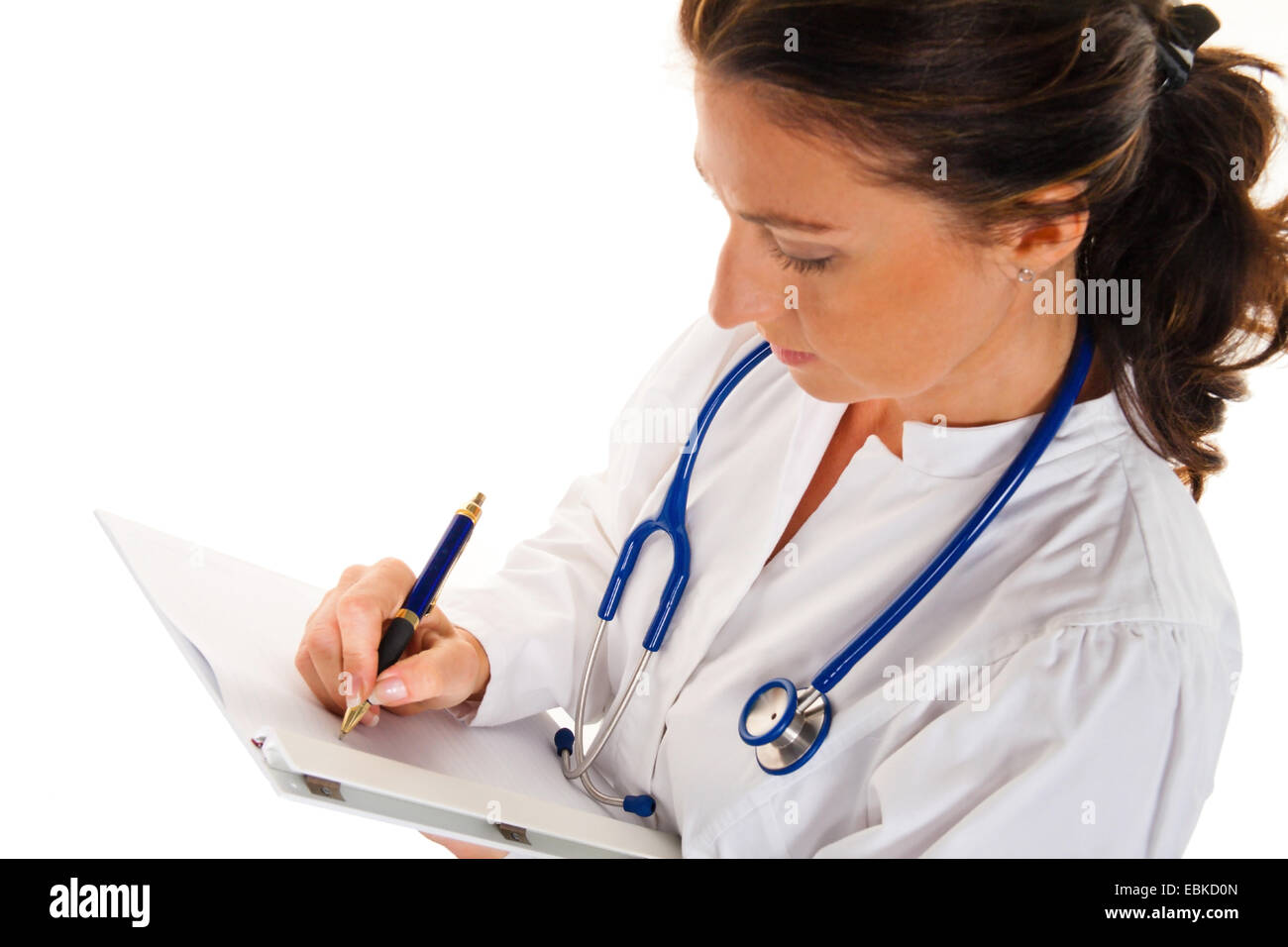 young female doctor making notes on a writing pad Stock Photo - Alamy