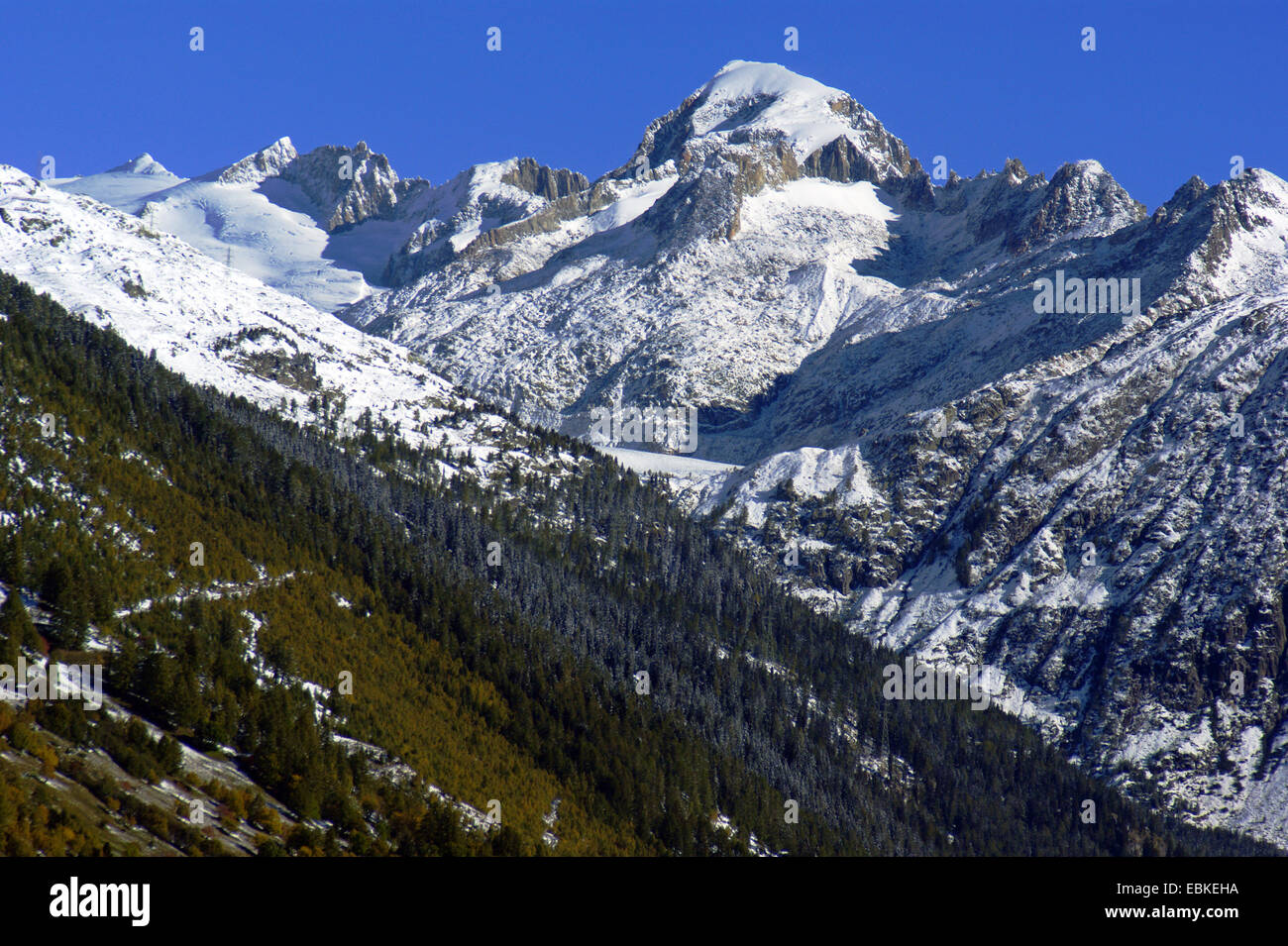 view to Rhone Glacier and Gross Furkahorn, Switzerland, Valais ...