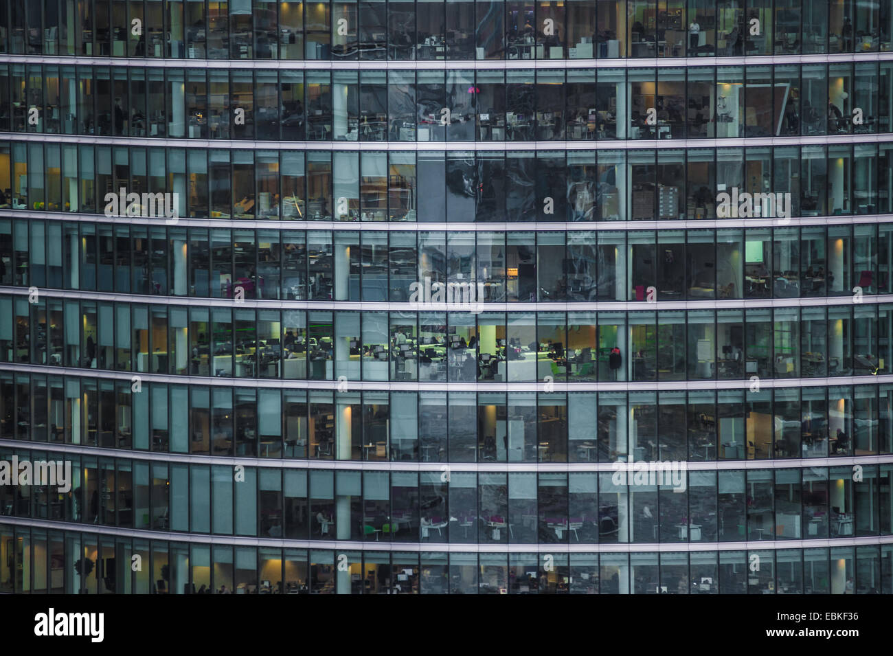 London, UK. 2nd December, 2014. View on office windows from Tower ...