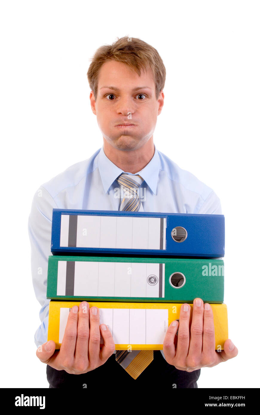 man with folders in the arms Stock Photo - Alamy