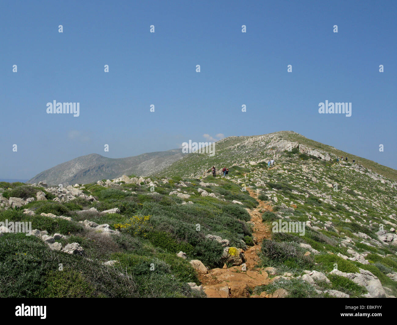 hiker on Mani peninsula at Cape Tenaro, Greece, Peloponnese, Mani, Cape ...