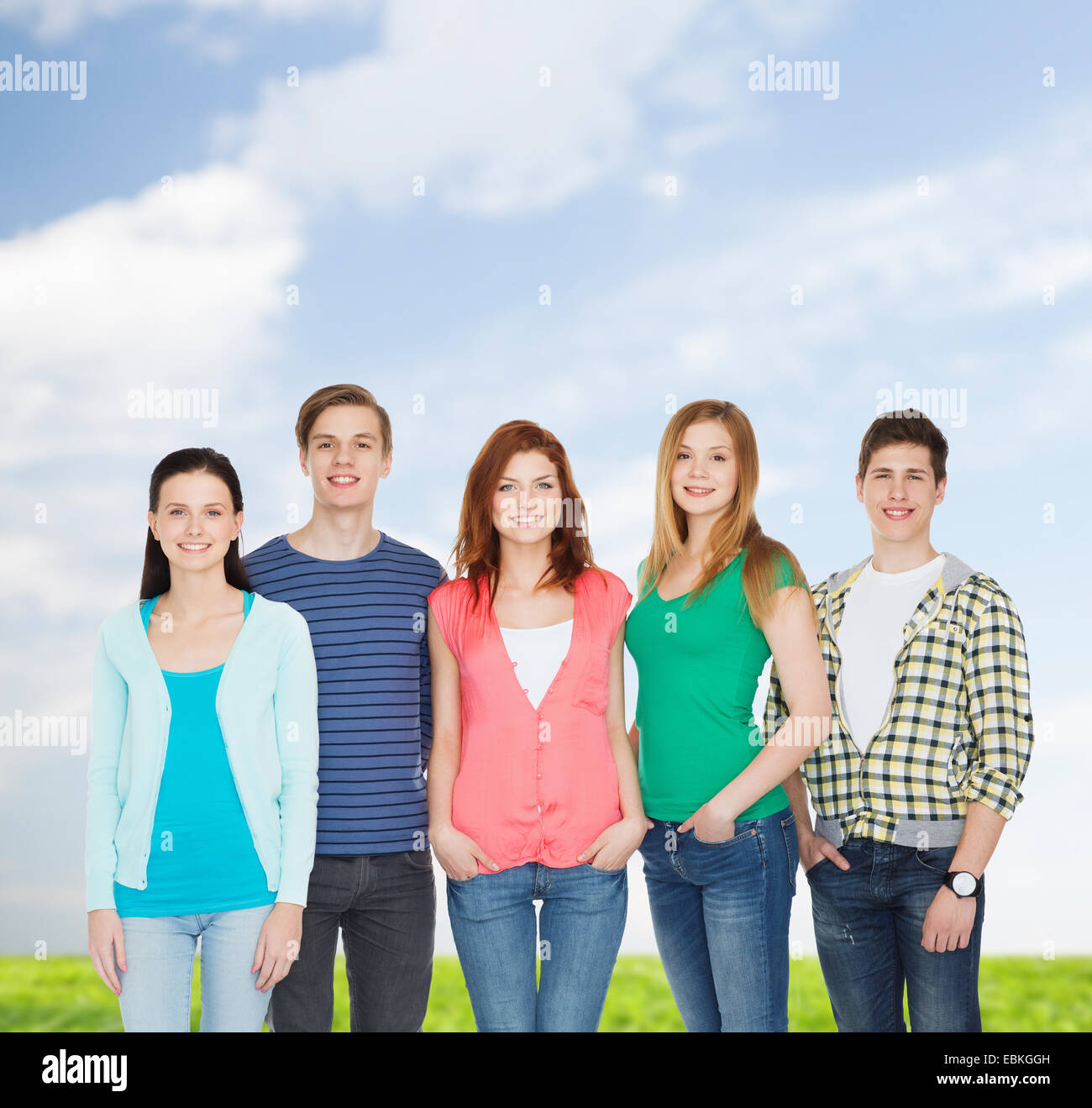 group of smiling students standing Stock Photo - Alamy