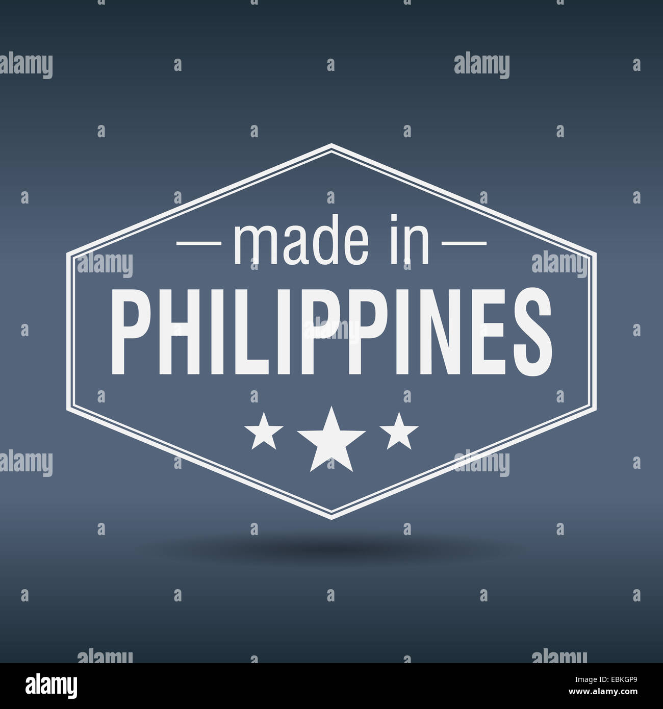 made in Philippines hexagonal white vintage label Stock Photo - Alamy
