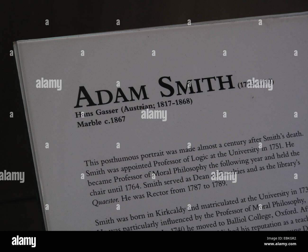 Adam Smith statue University of Glasgow Stock Photo - Alamy