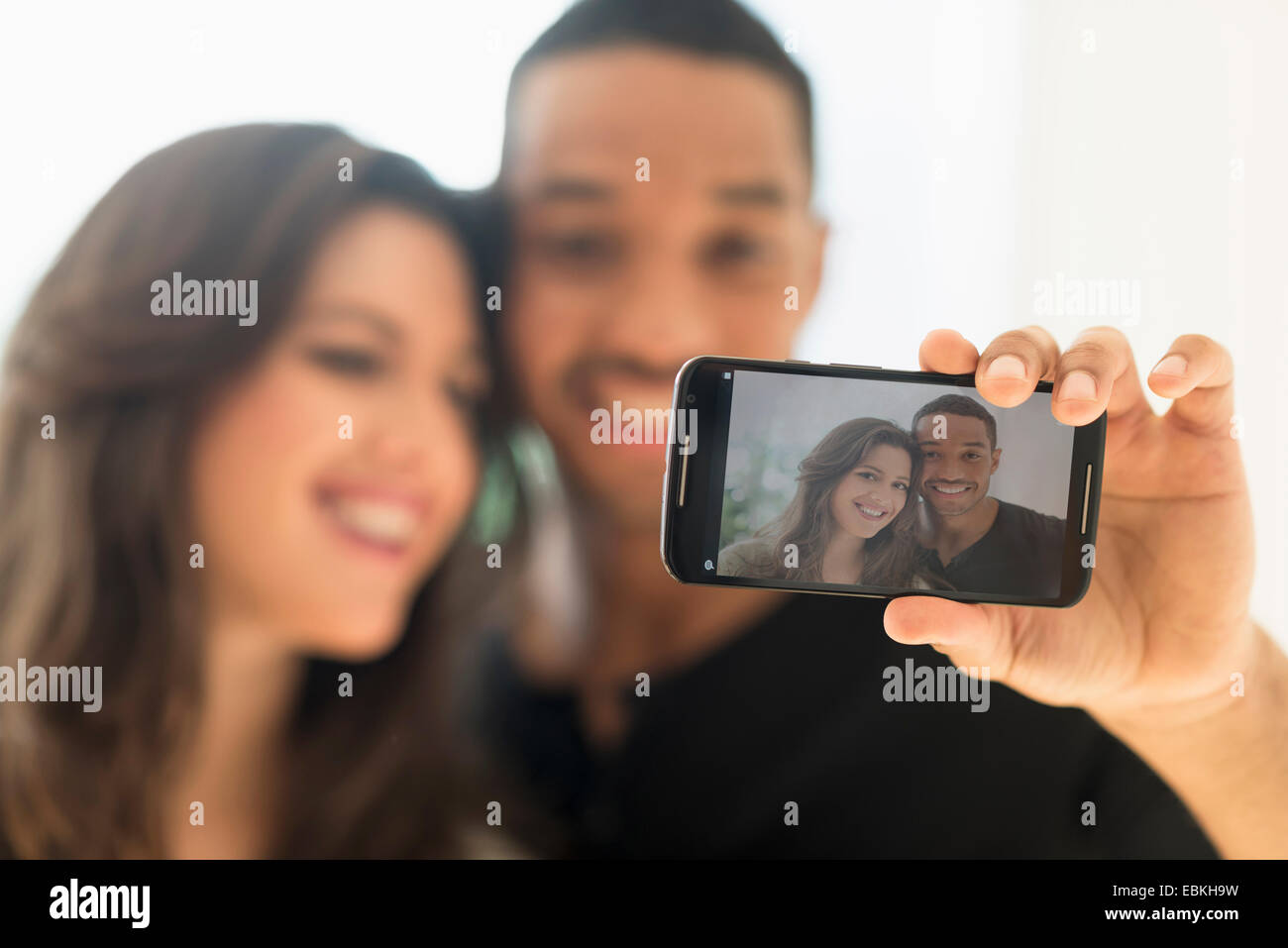 Laughing woman taking selfie on hi-res stock photography and images - Alamy