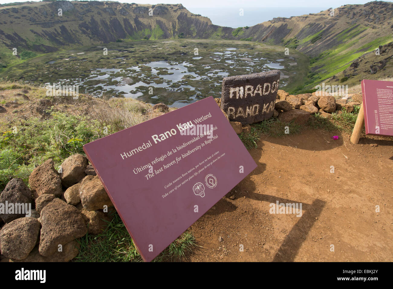 Easter Island aka Rapa Nui, Orongo. Rano Kau, the largest volcanic ...