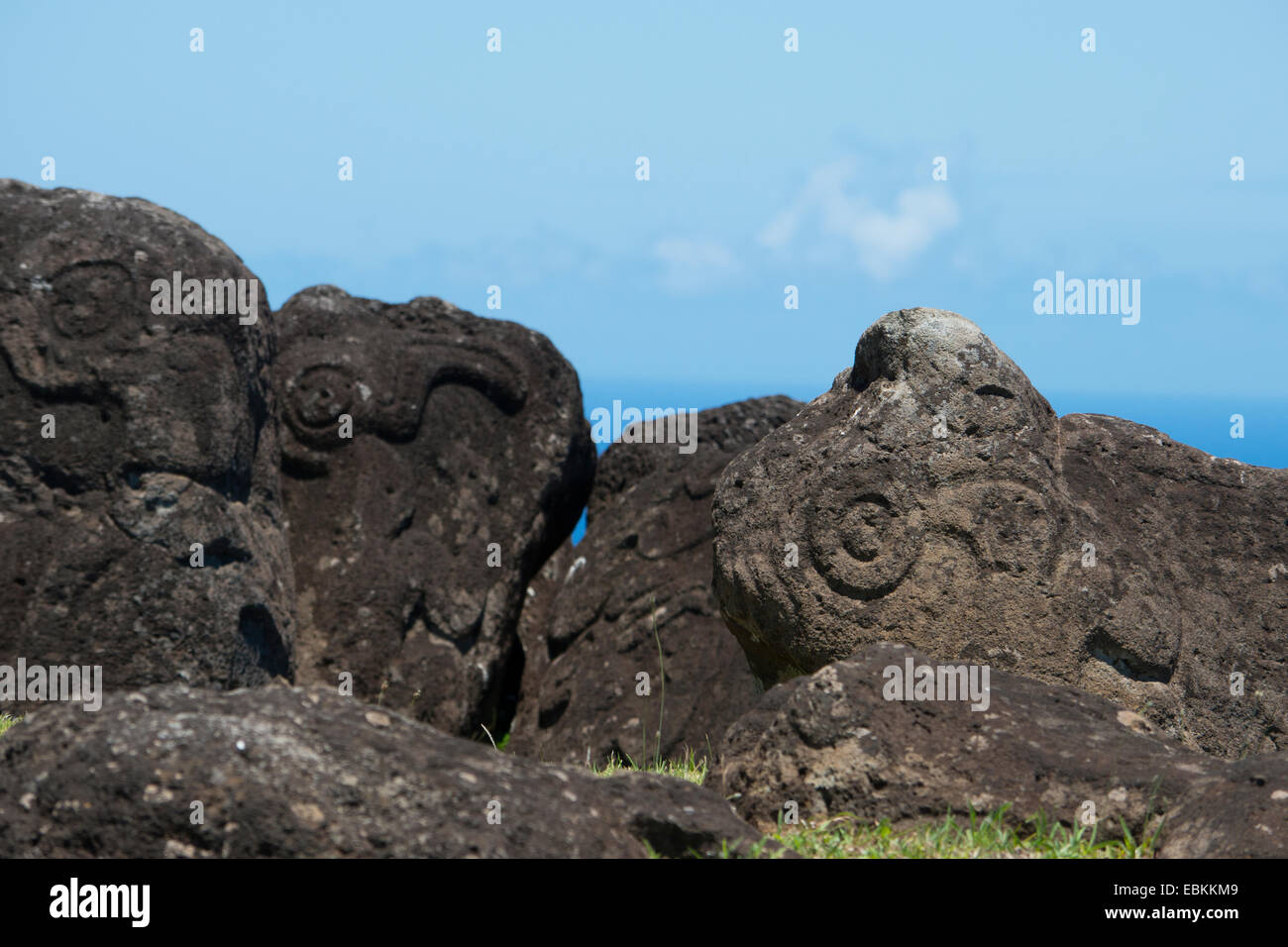 Easter Island aka Rapa Nui, Orongo, Rapa Nui National Park. Cliff over ...