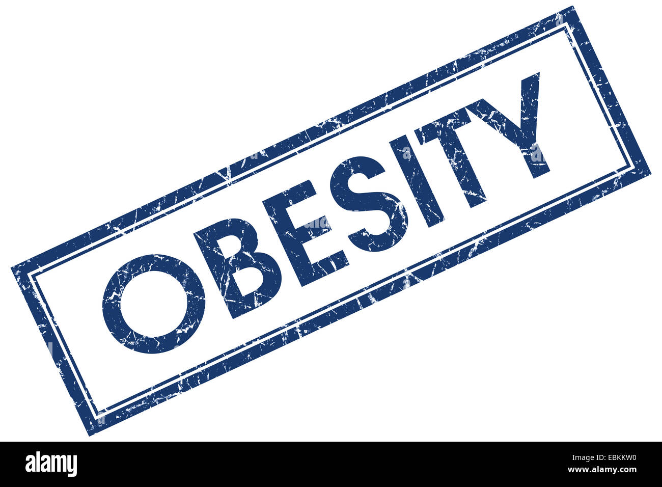 Obesity blue square grungy stamp isolated on white background Stock ...
