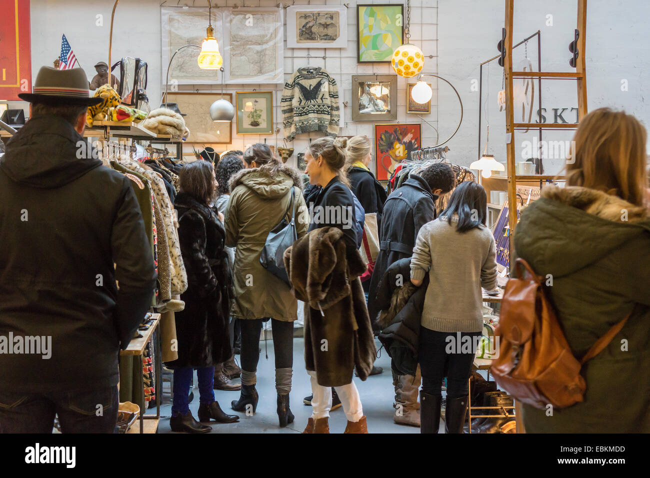 Shoppers browse vendors' booths at the Brooklyn Flea, now the Winter ...