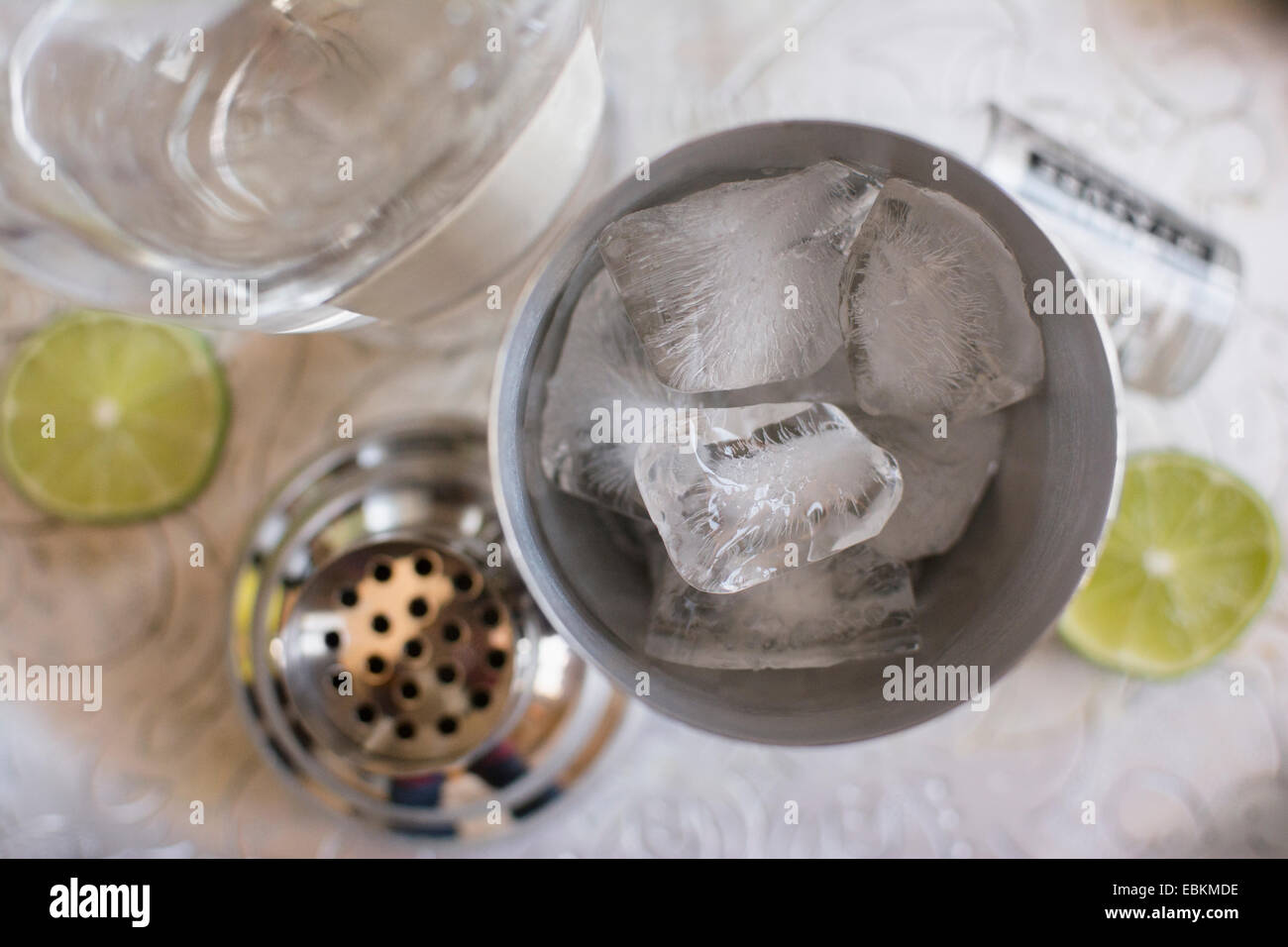 Ice cubes in shaker Stock Photo - Alamy