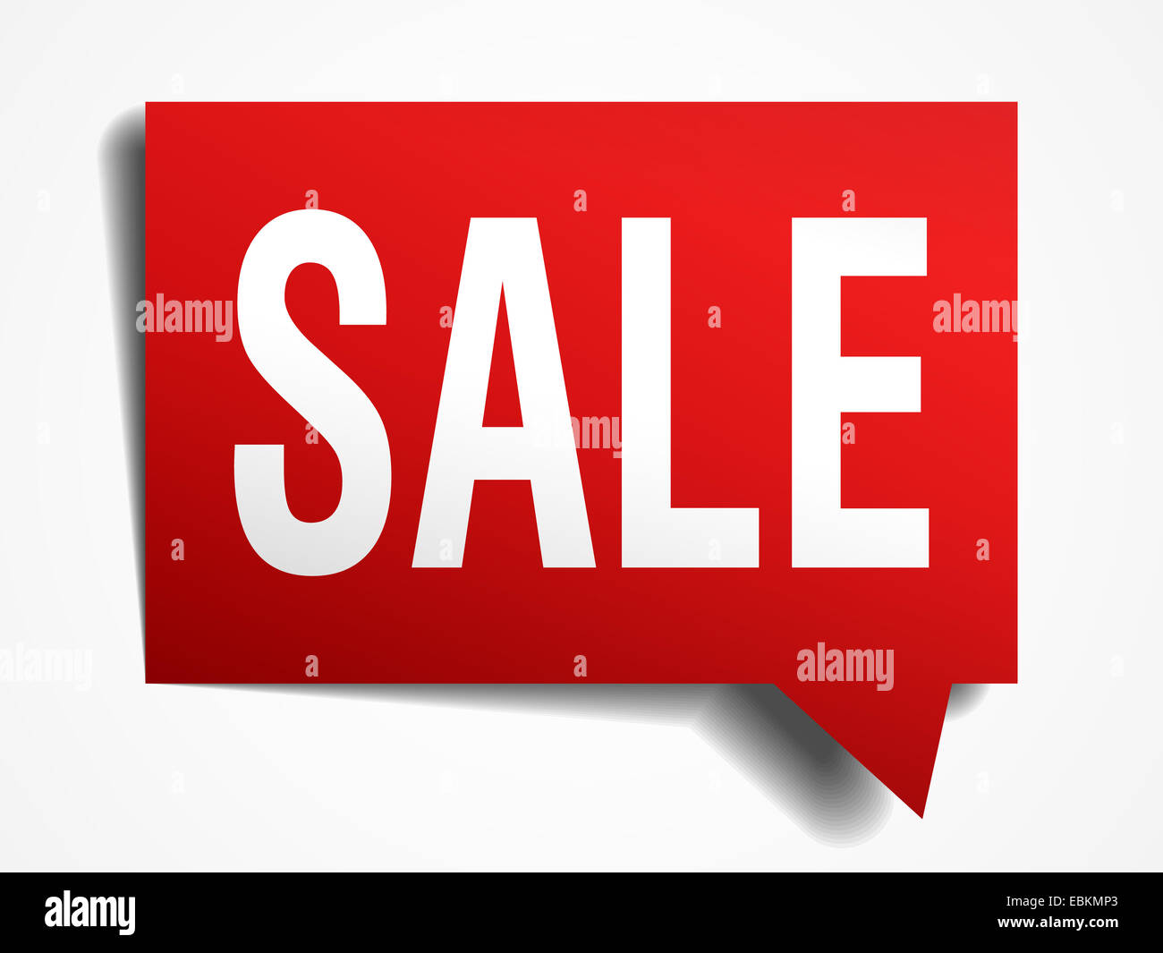 sale red 3d realistic paper speech bubble isolated on white Stock Photo ...