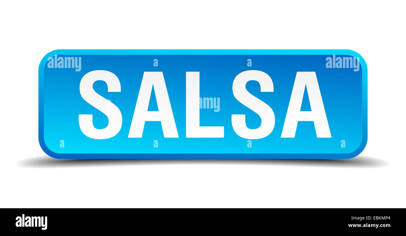 Salsa blue 3d realistic square isolated button Stock Photo - Alamy