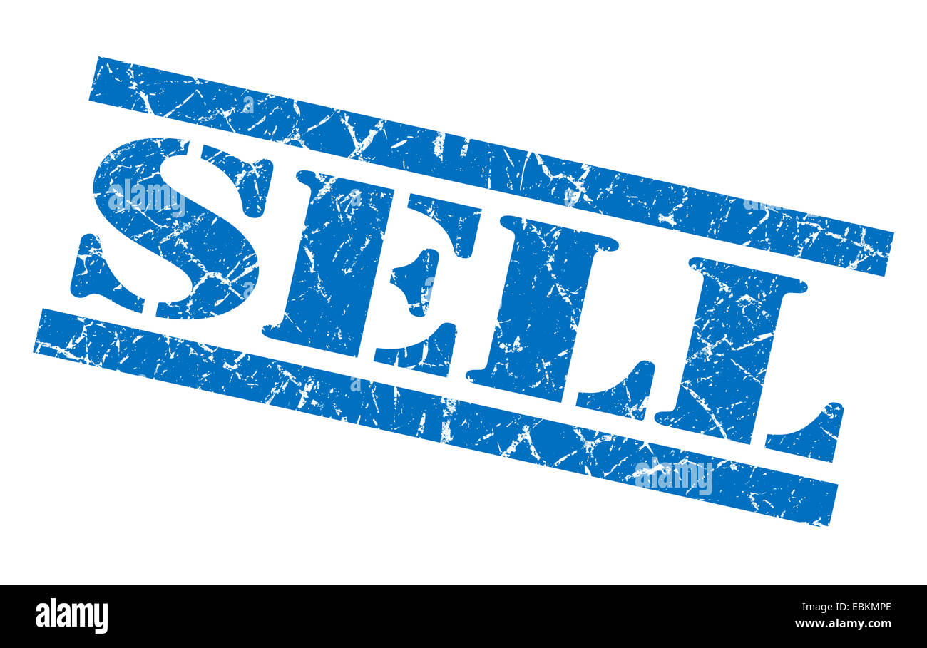sell blue grunge stamp isolated on white Stock Photo - Alamy