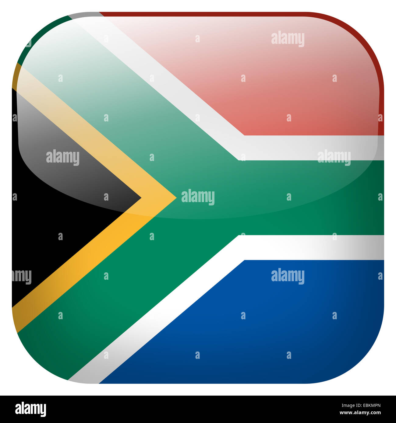 South Africa national flag square button isolated on white background ...