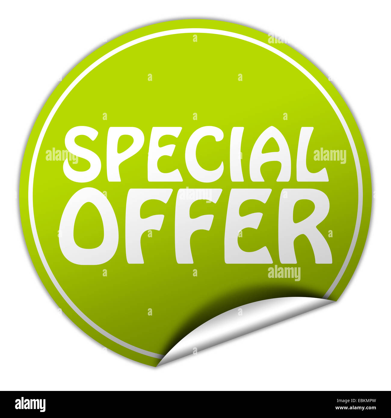 special offer green sticker on white background Stock Photo - Alamy