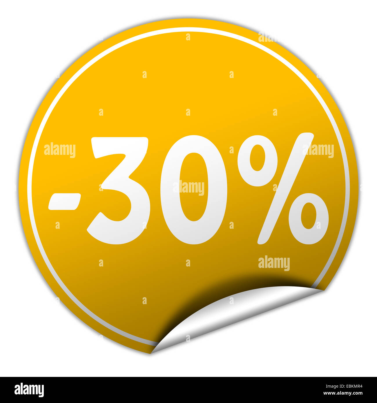 discount round yellow sticker on white background Stock Photo - Alamy
