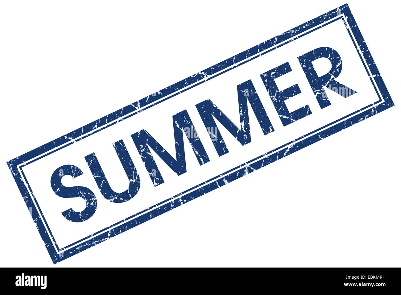 Summer blue square grungy stamp isolated on white background Stock ...