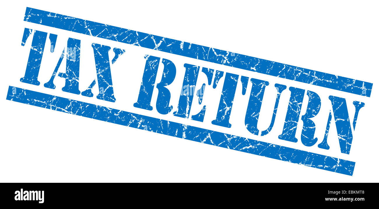 tax return blue square grunge textured isolated stamp Stock Photo - Alamy