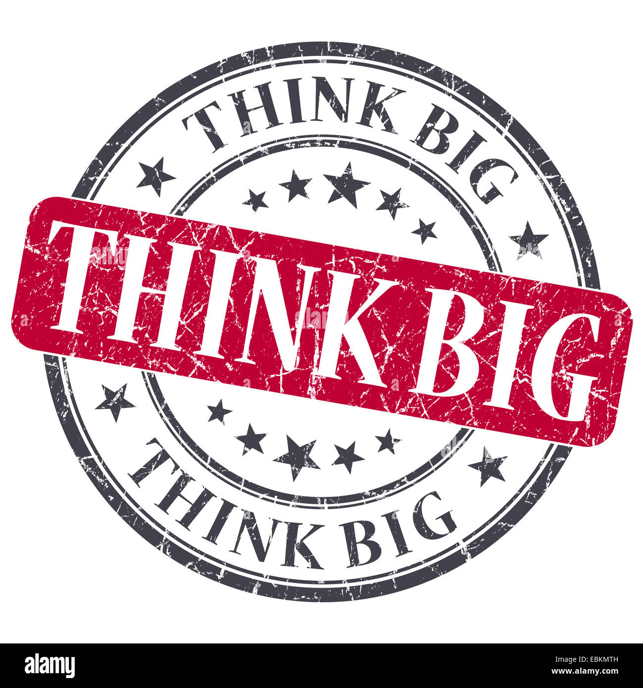 Think Big red grunge round stamp on white background Stock Photo - Alamy