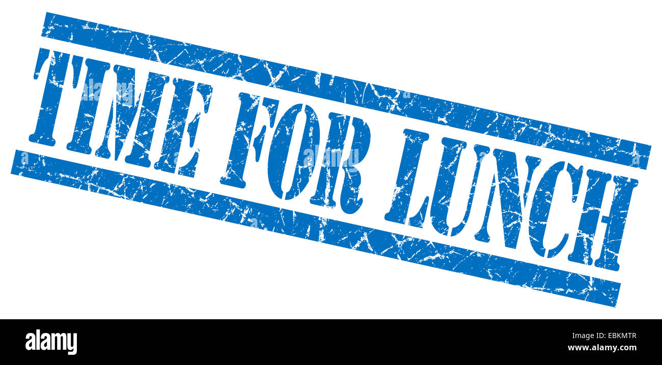 time for lunch blue square grunge textured isolated stamp Stock Photo ...