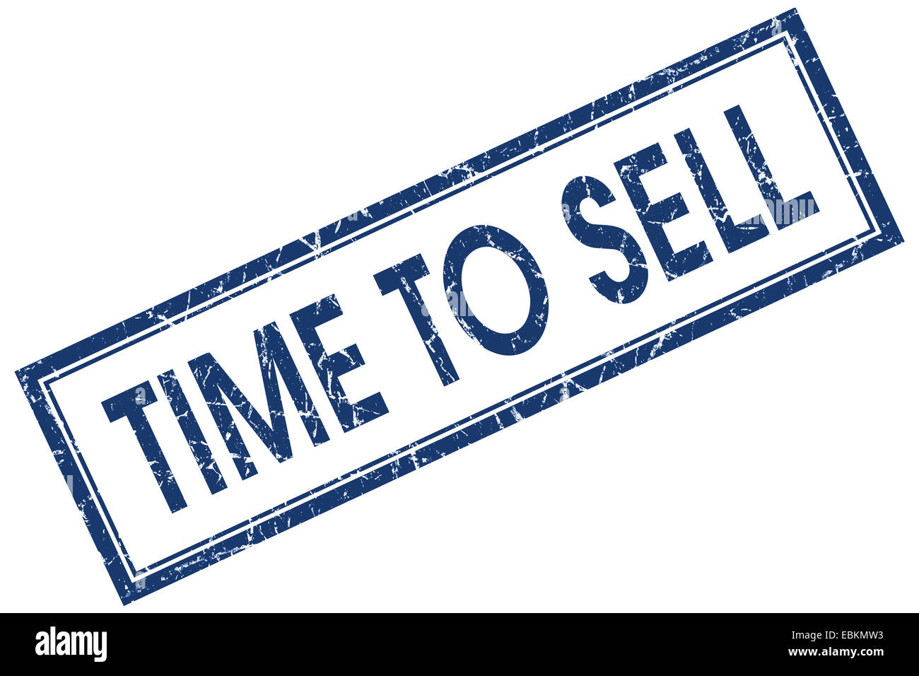 Time to sell blue square grungy stamp isolated on white background ...