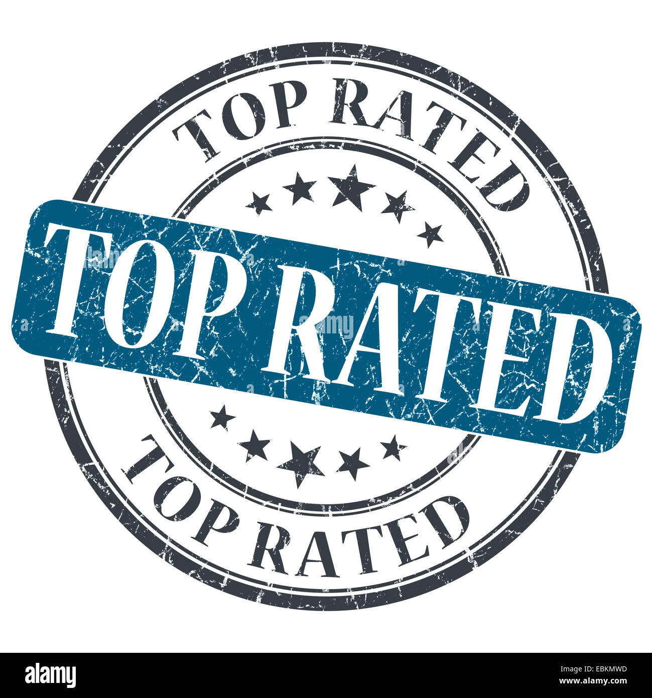 Top Rated blue grunge round stamp on white background Stock Photo - Alamy