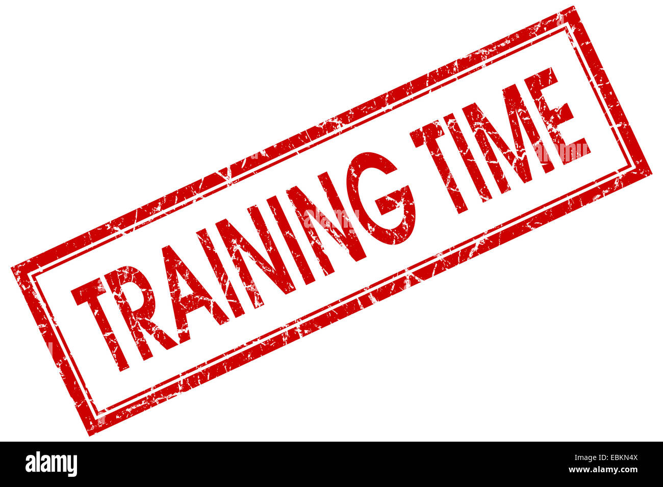 Training time red square grungy stamp isolated on white background ...