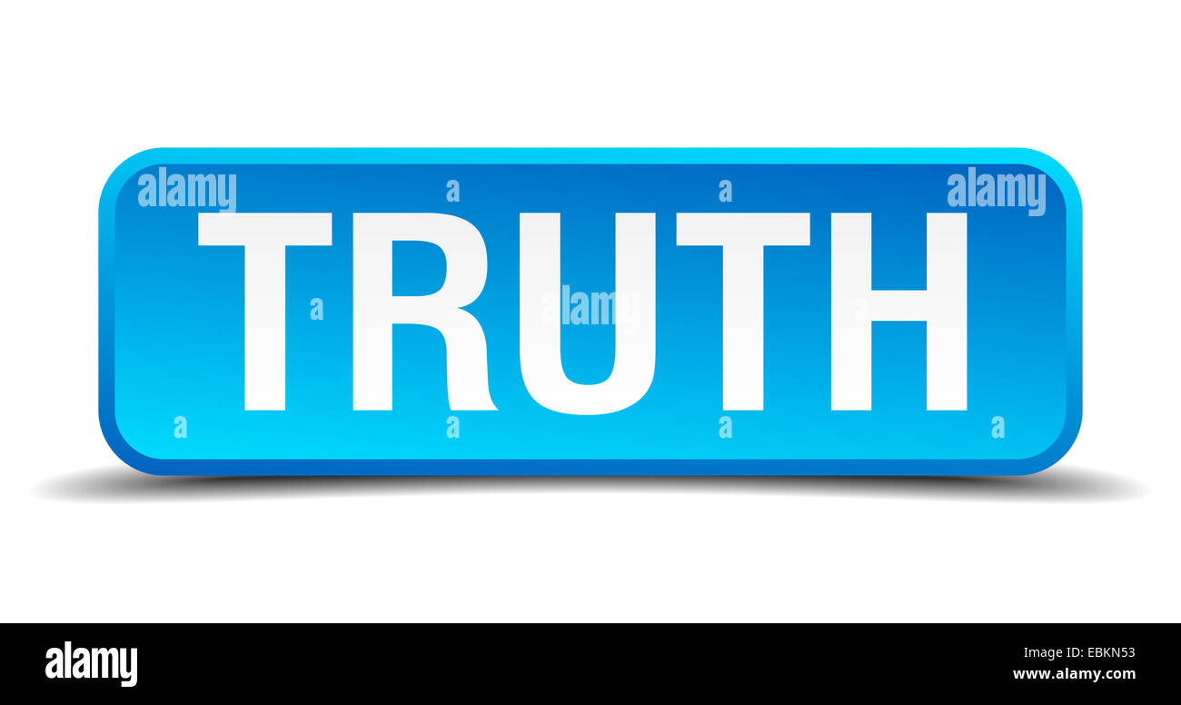 Truth blue 3d realistic square isolated button Stock Photo - Alamy