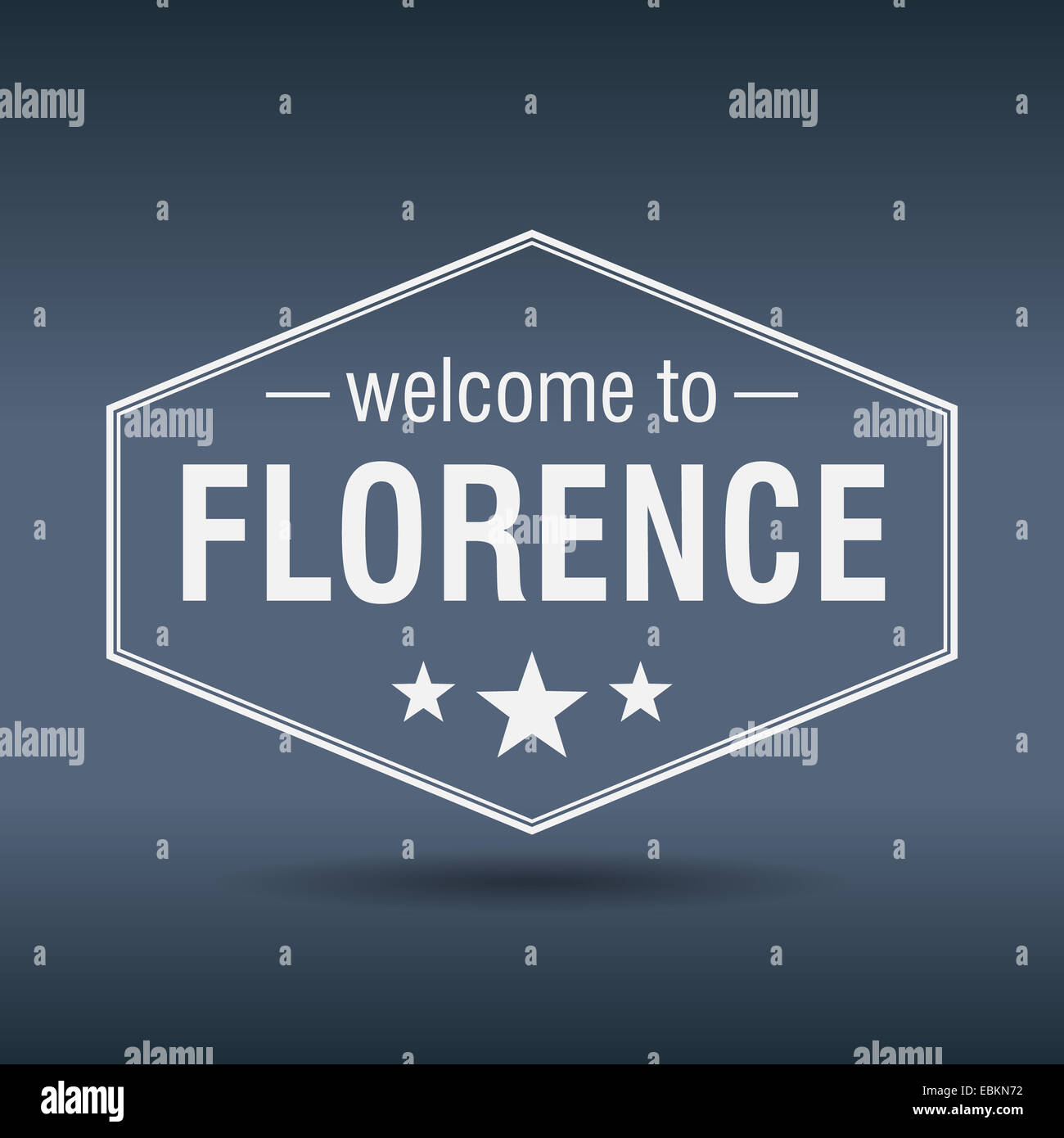 welcome to Florence hexagonal white vintage label Stock Photo - Alamy