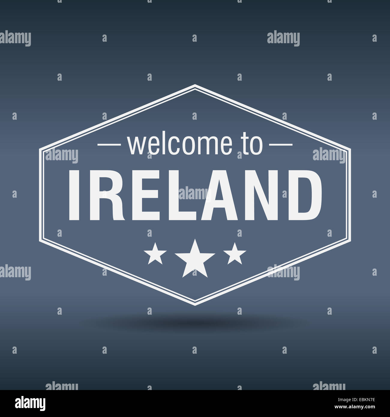 welcome to Ireland hexagonal white vintage label Stock Photo - Alamy