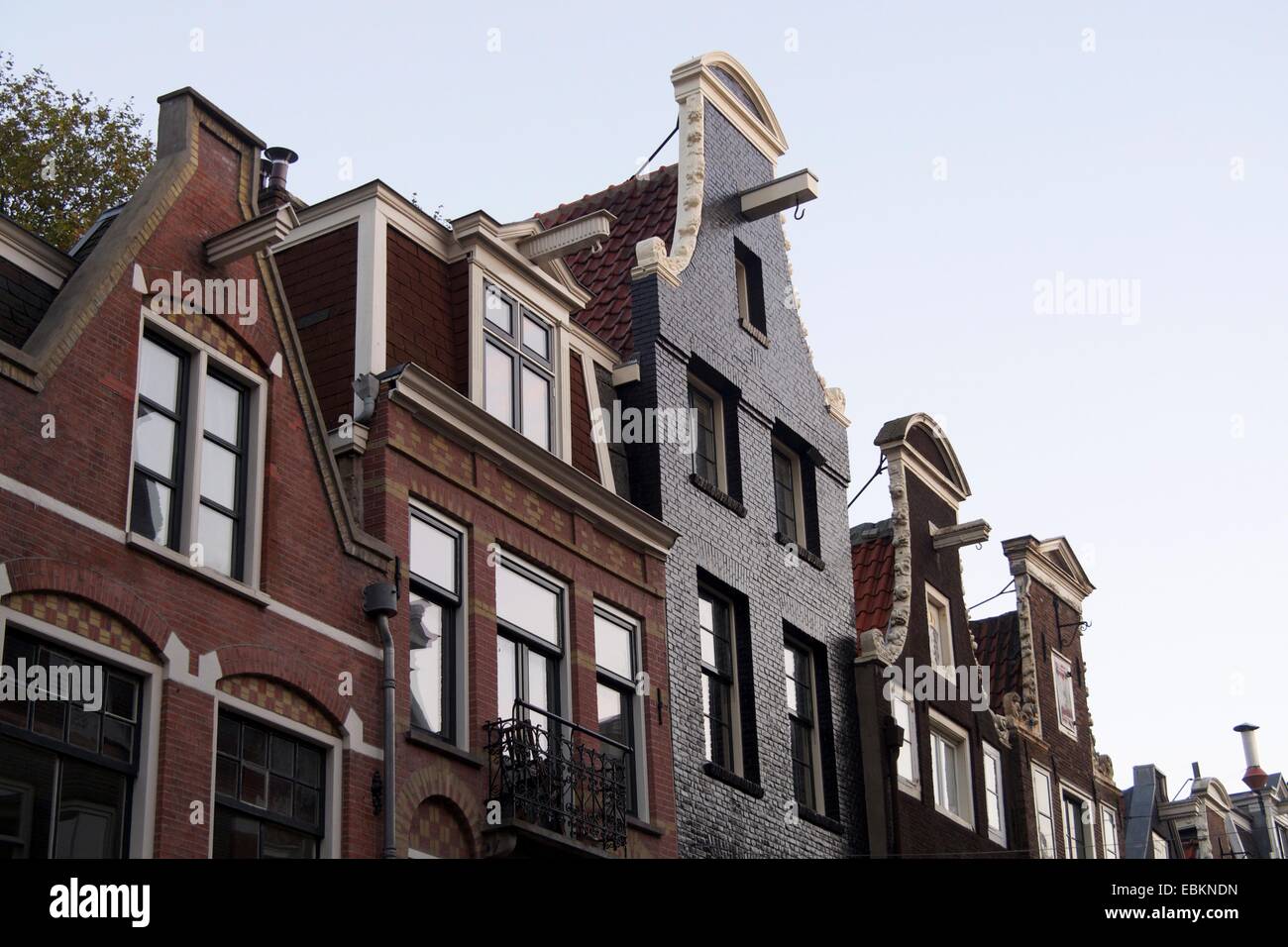 Traditional houses line a picturesque canal in Amsterdam, showcasing ...