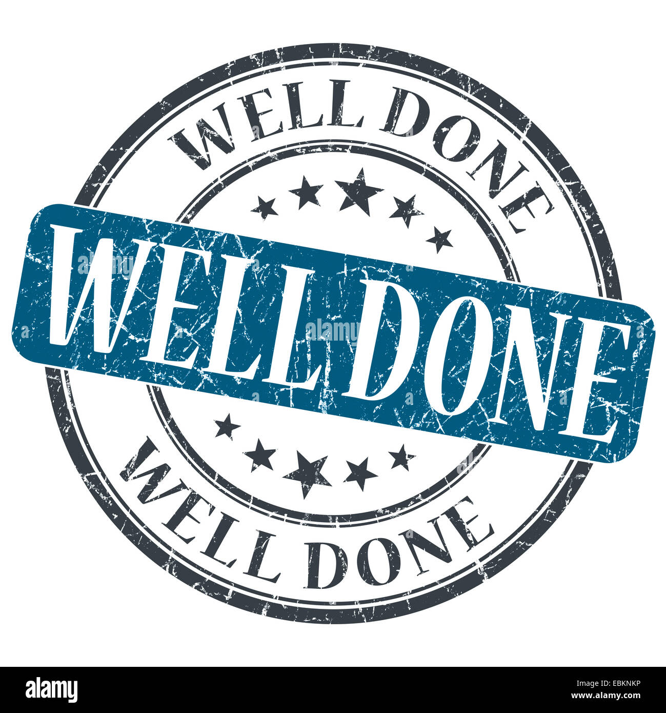 Well Done blue grunge round stamp on white background Stock Photo - Alamy