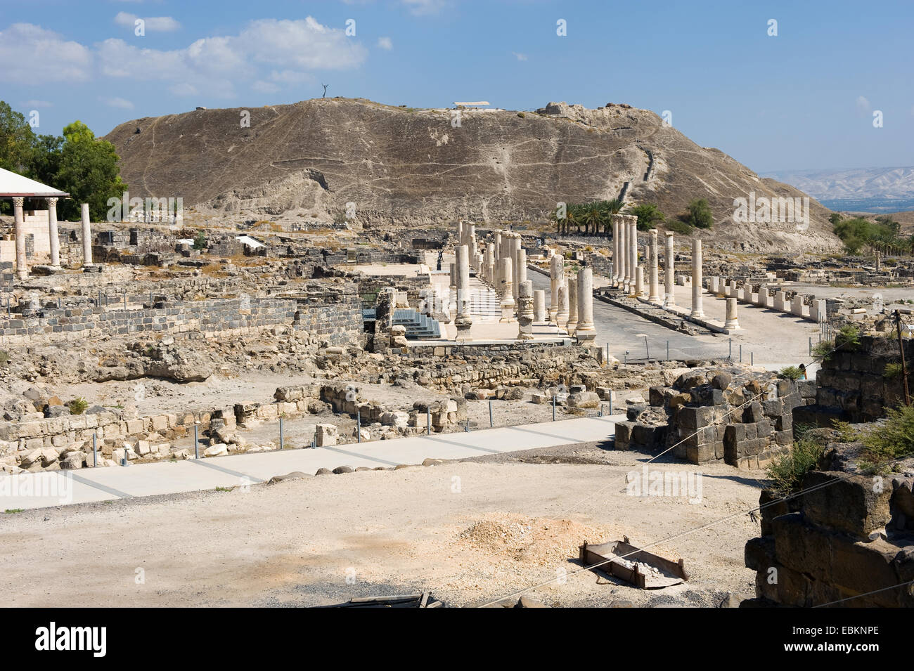 Ruins of the roman period in Beit She'An in Galilee in Israel, the hill ...