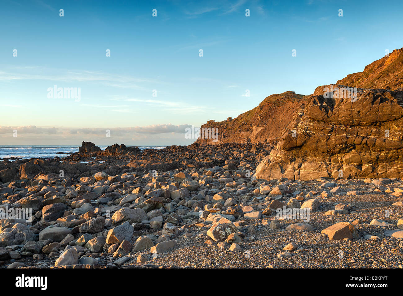 Cliffs at Northcott Mouth Beach at Bude in Cornwall Stock Photo - Alamy