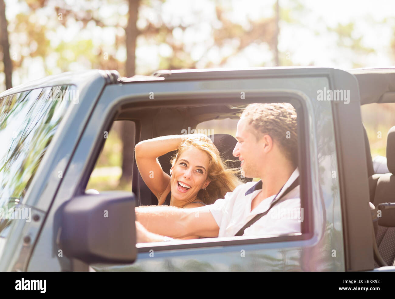 Couple in car Stock Photo - Alamy