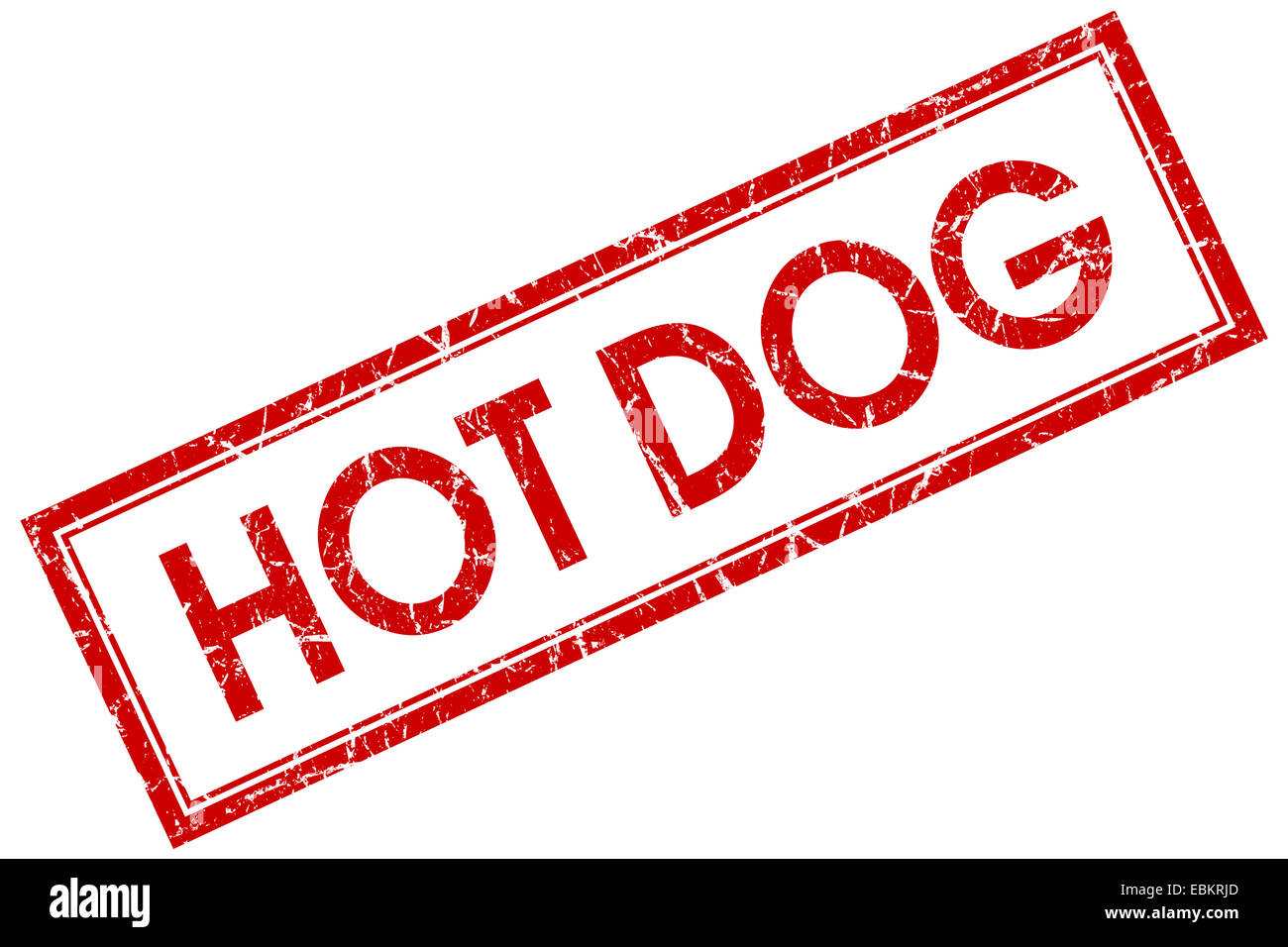 hot dog red square stamp isolated on white background Stock Photo - Alamy