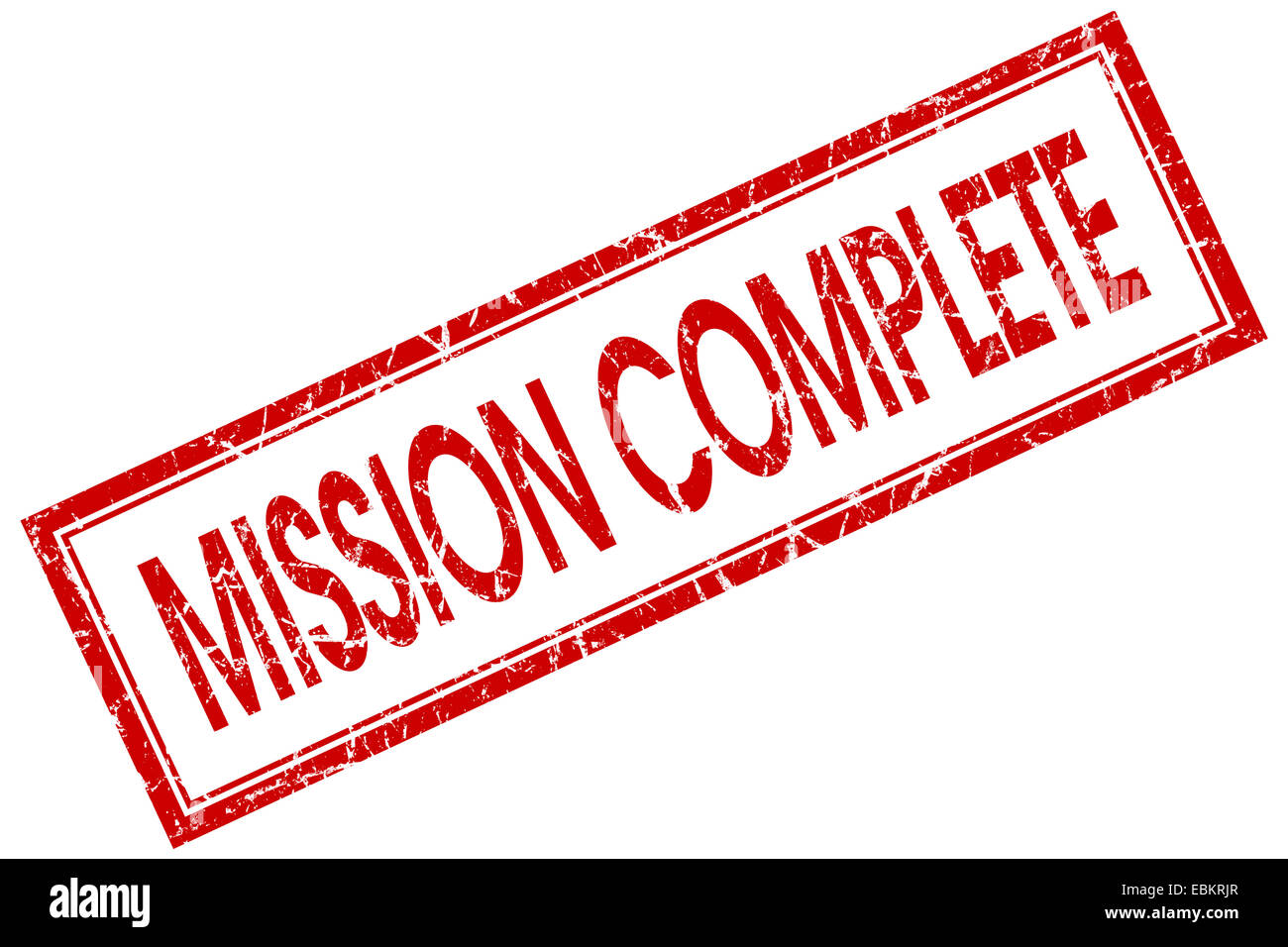 mission complete red square stamp isolated on white background Stock ...
