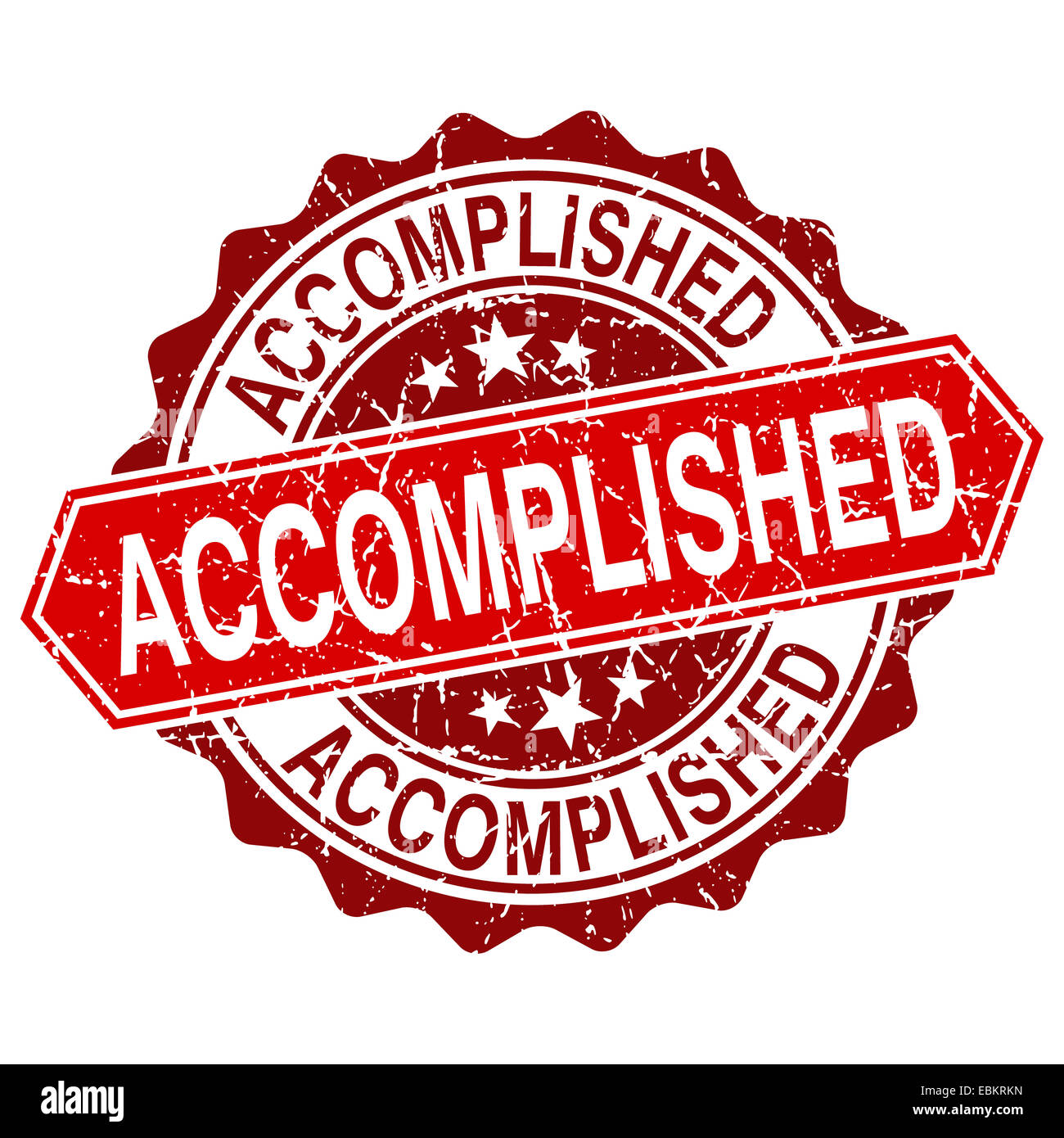 Accomplished red vintage stamp isolated on white background Stock Photo ...